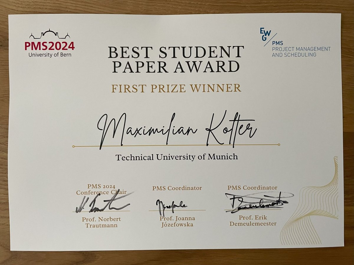 Maximilian Kolter Wins Best Student Paper Award at 19th International Workshop on Project ...
